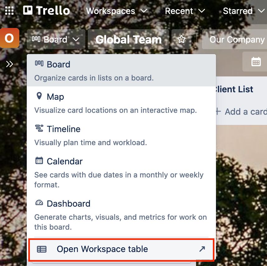 Workspace Table View | Trello | Atlassian Support