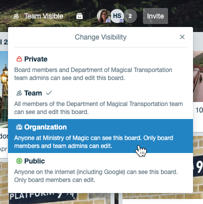 Organization Visible boards | Trello | Atlassian Support