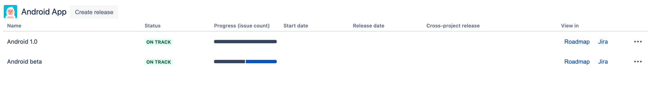 Manage releases in Advanced Roadmaps | Jira Software Cloud | Atlassian ...