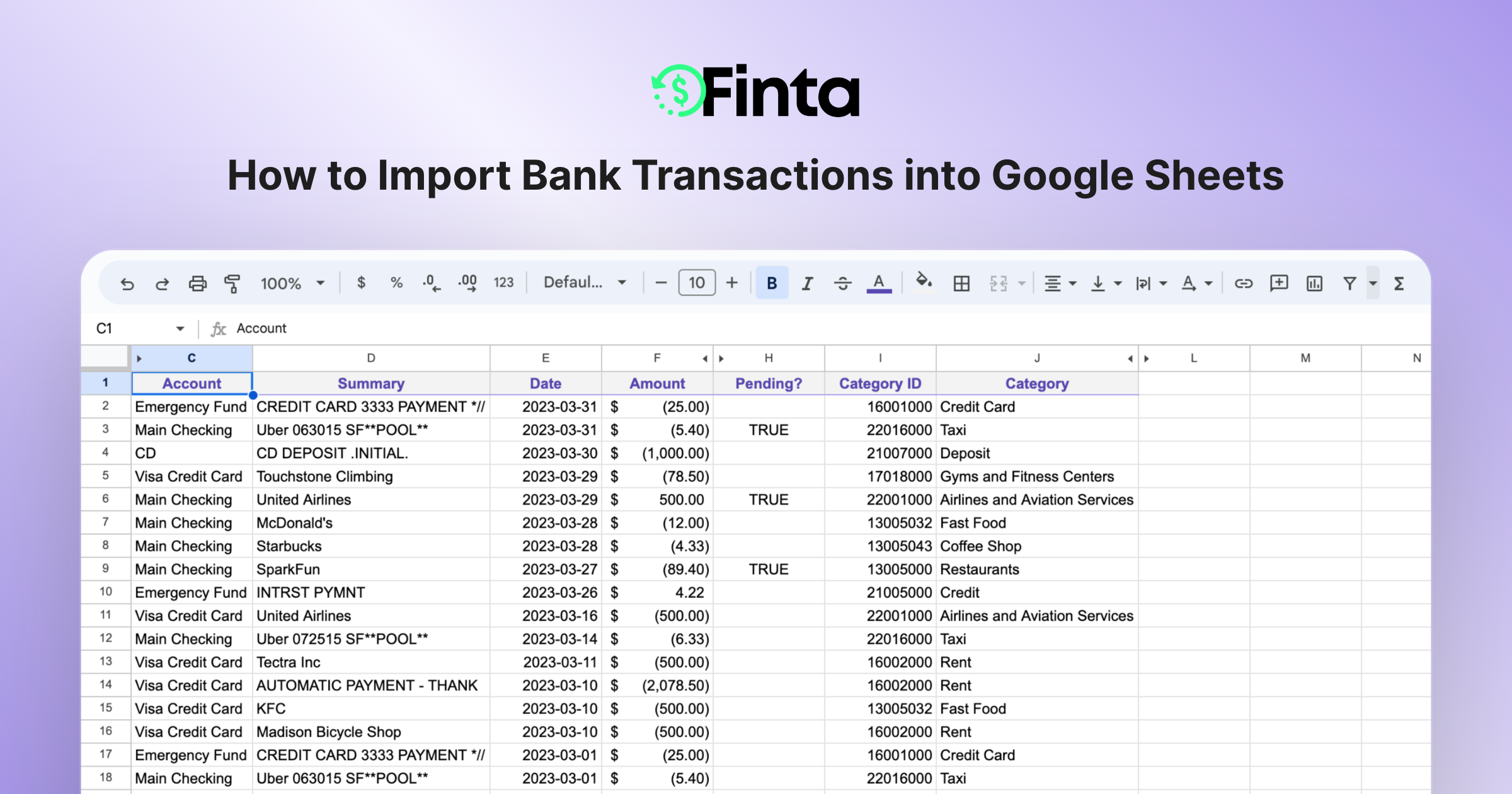 How to Import Bank Transactions into Google Sheets | Finta